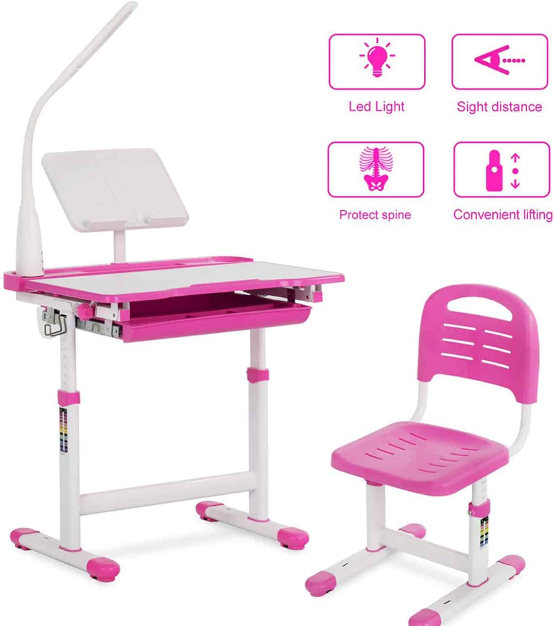 Adjustable kids desk with book stand and lamp | Keep Toddlers Busy