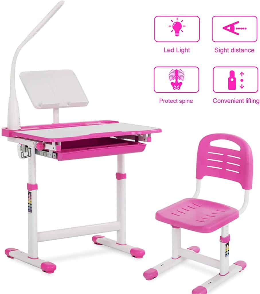 Adjustable kids desk with book stand and lamp | Keep Toddlers Busy
