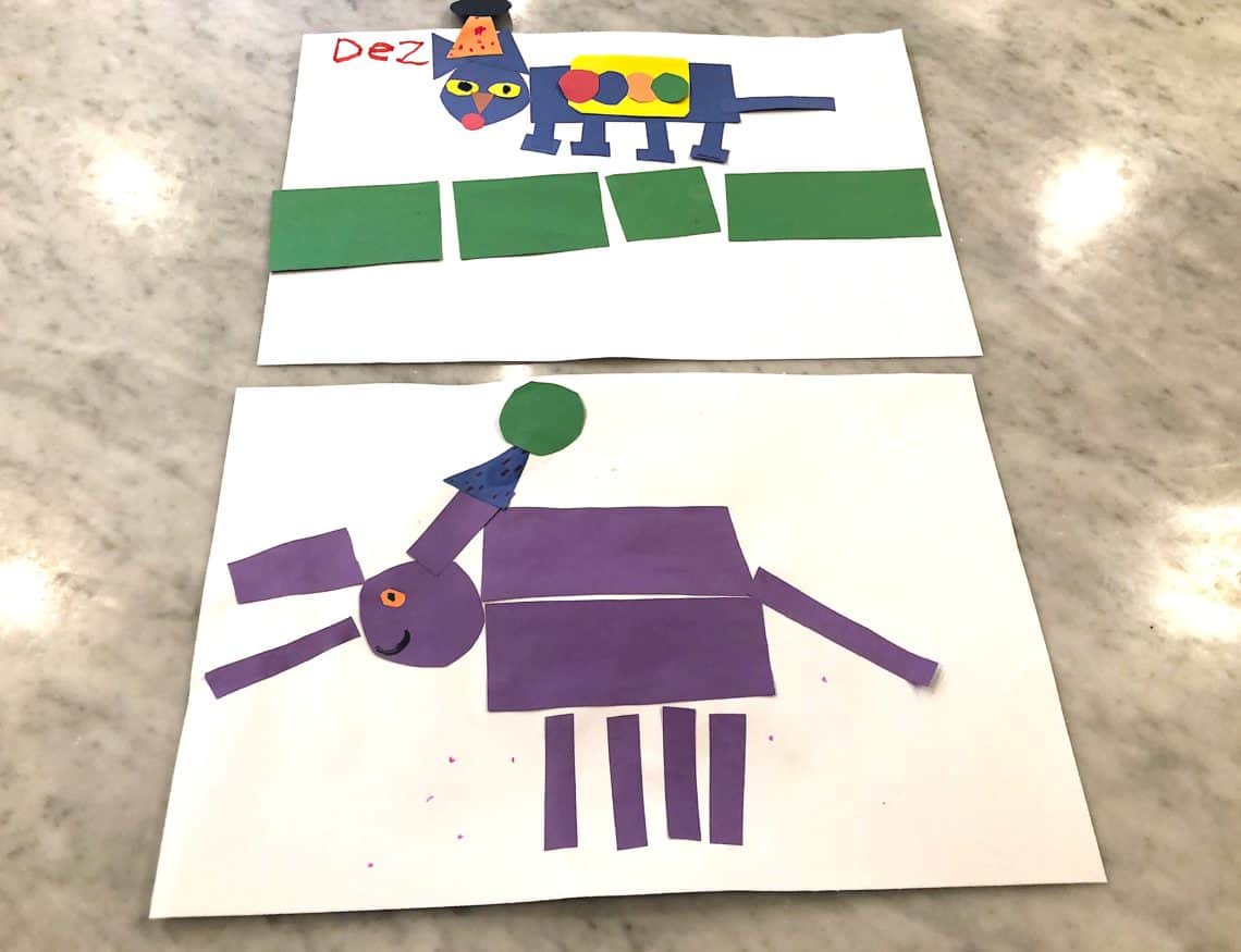 preschool shape activities elephant and pete the cat | Keep Toddlers Busy